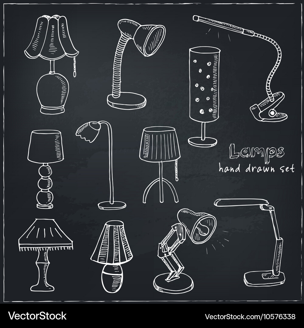 Doodle set of lamps Royalty Free Vector Image - VectorStock
