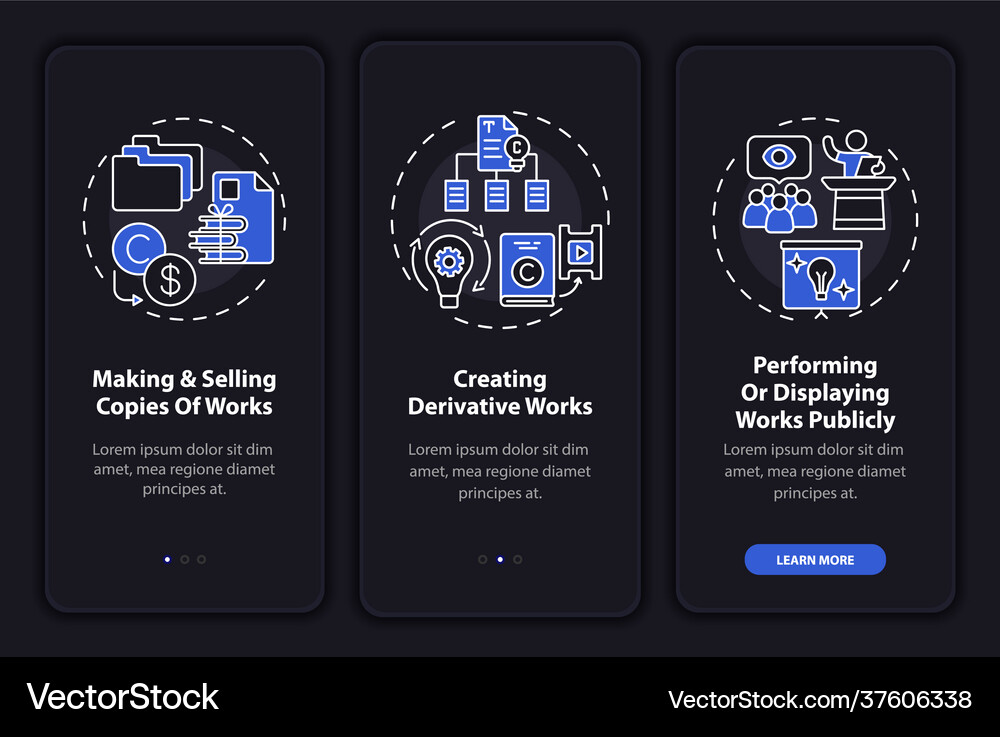 Exclusive holder rights onboarding mobile app Vector Image