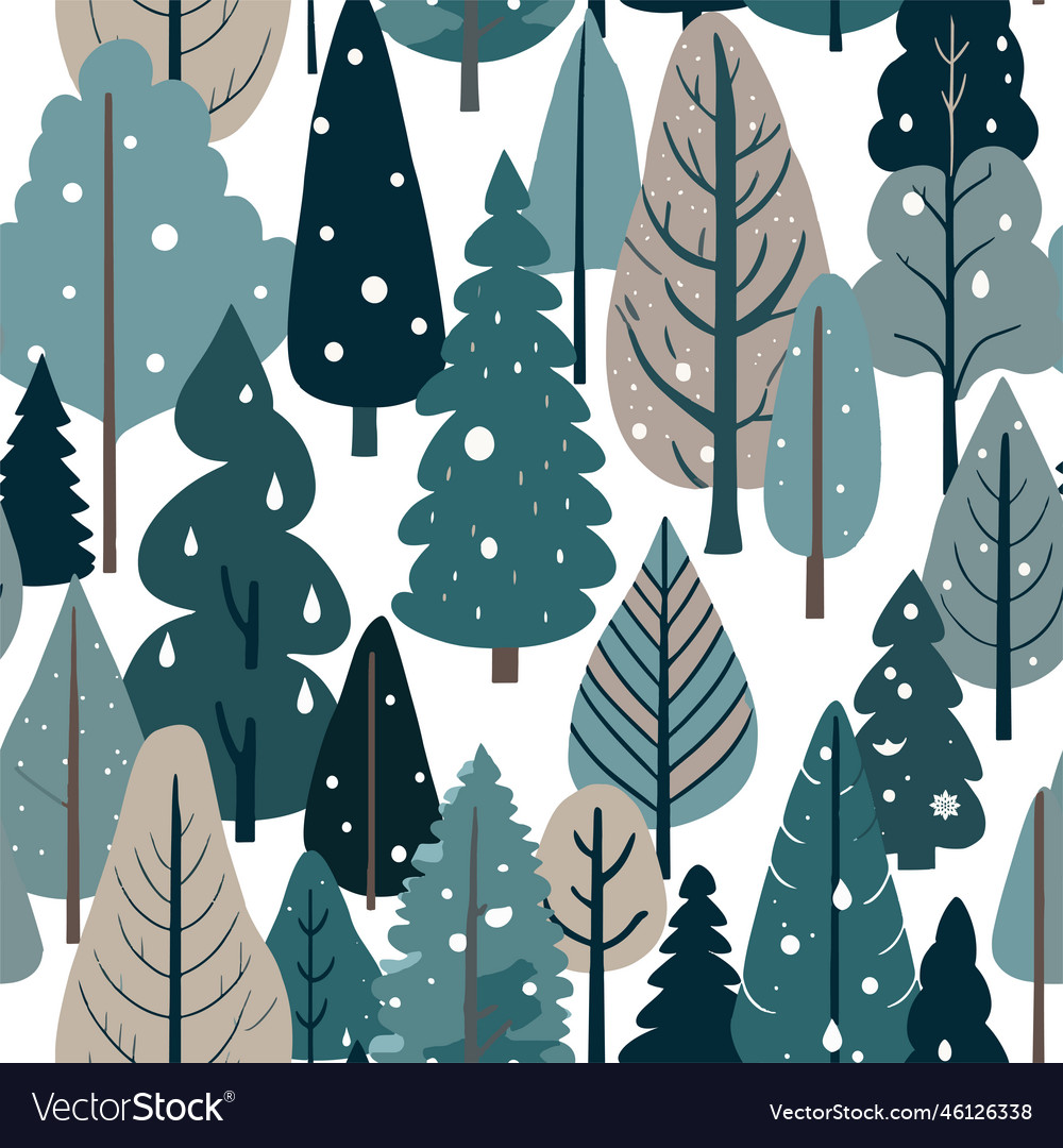 Festive winter forest and trees abstract seamless Vector Image