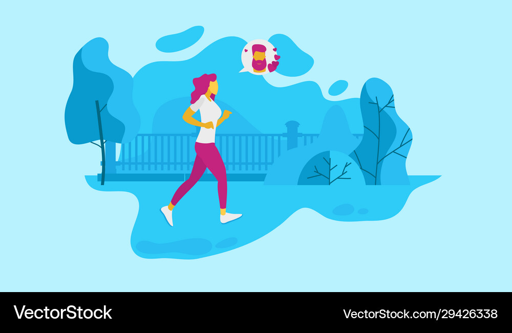 Girl running around park Royalty Free Vector Image