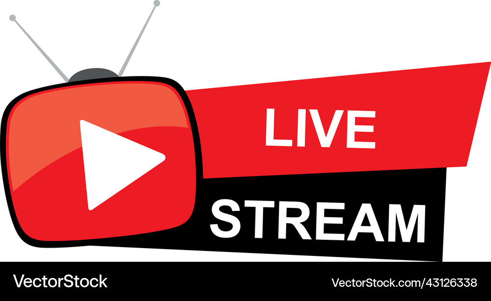 Live stream icon streaming sign with play bu Vector Image
