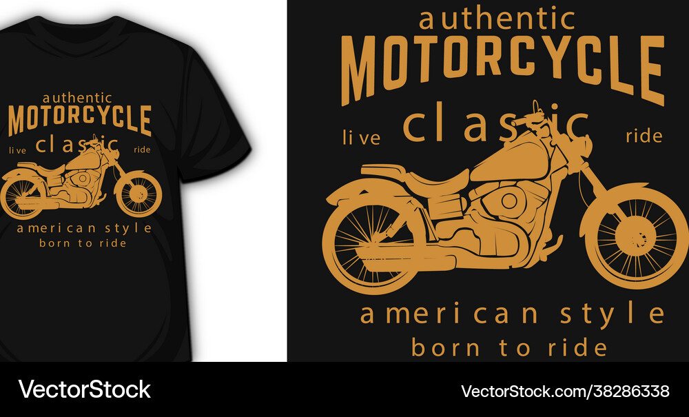 Motorcycle classic merchandise typography t-shirt Vector Image