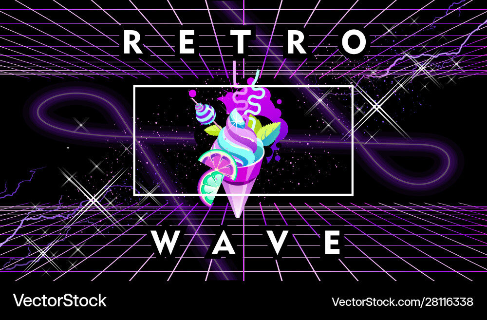 New retro wave space yummy vaporwave Royalty Free Vector