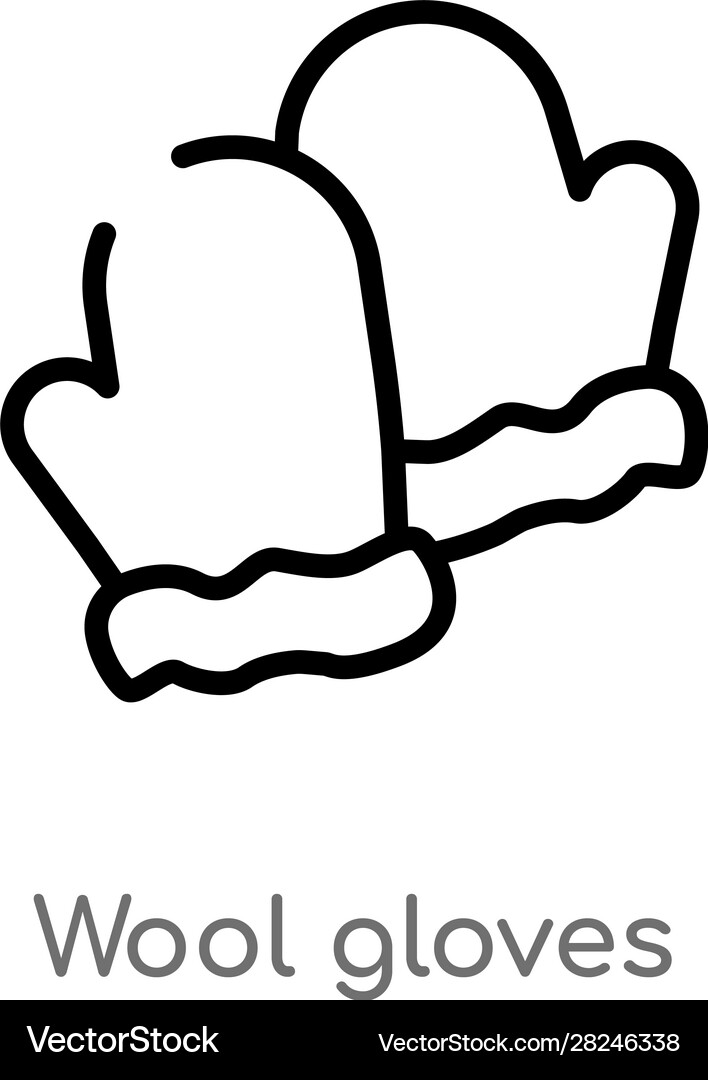 Outline wool gloves icon isolated black simple Vector Image