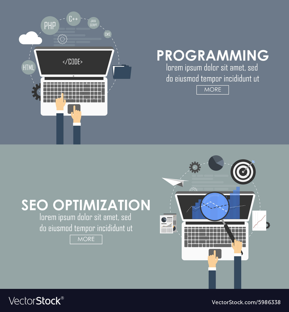 Programming and seo optimization Royalty Free Vector Image