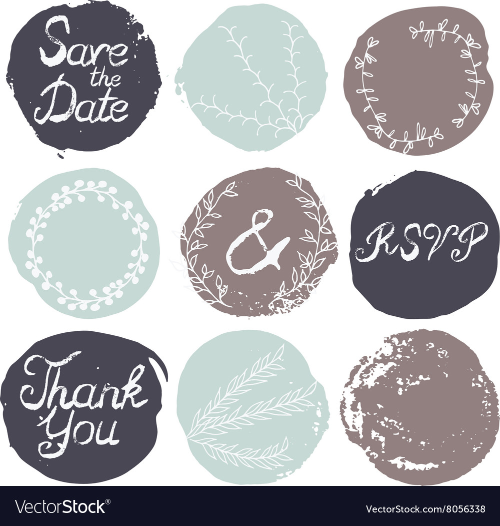 Set 9 decorative wedding elements Royalty Free Vector Image