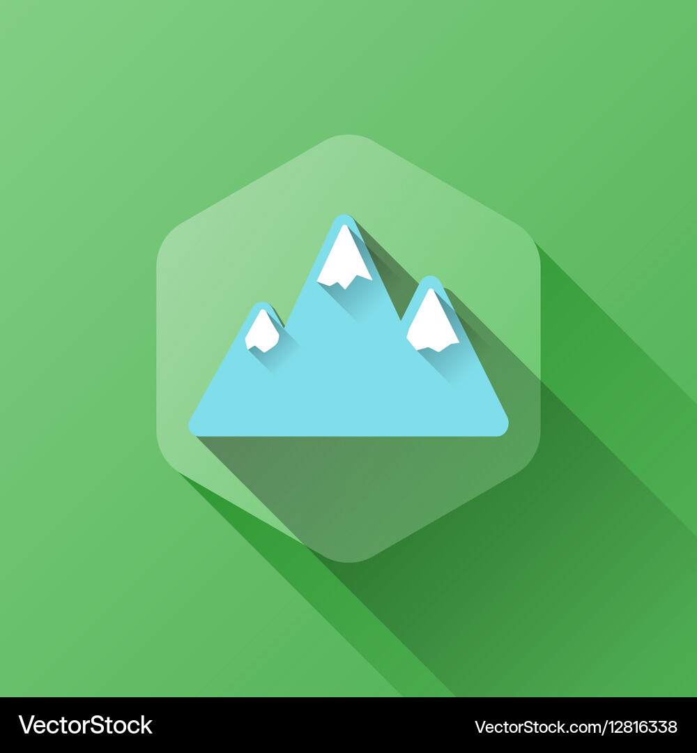 Simple of mountains icon in flat Royalty Free Vector Image