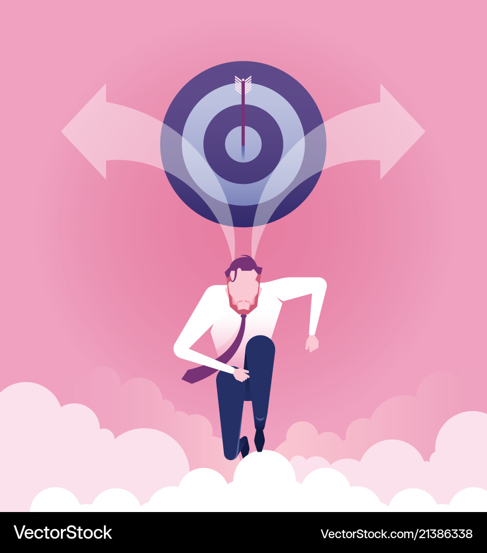 Successful businessman run to target concept Vector Image