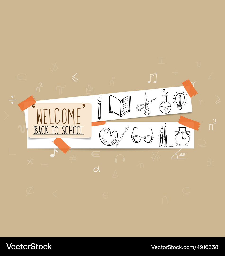 Welcome back to school with paper note Royalty Free Vector