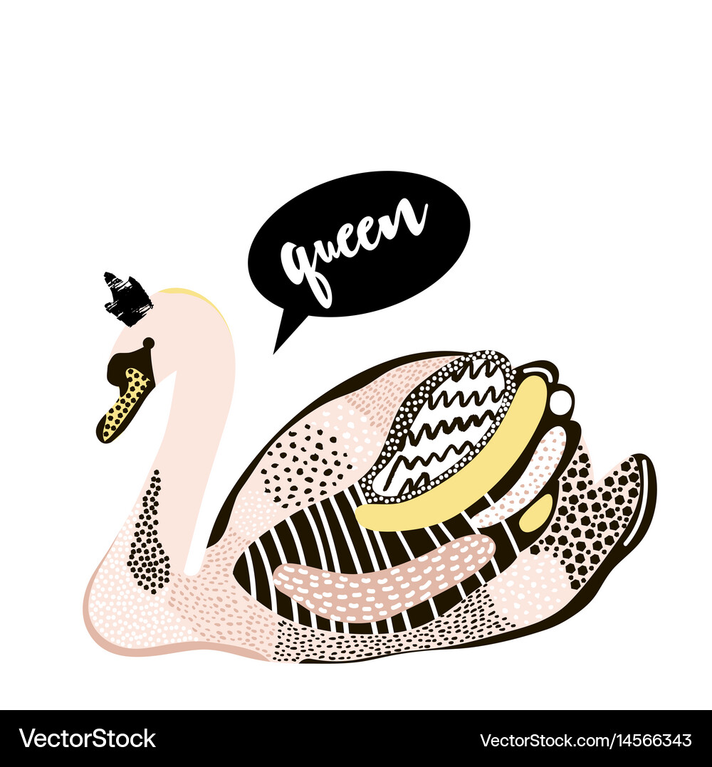 Artistic swan with crown design creative swan Vector Image