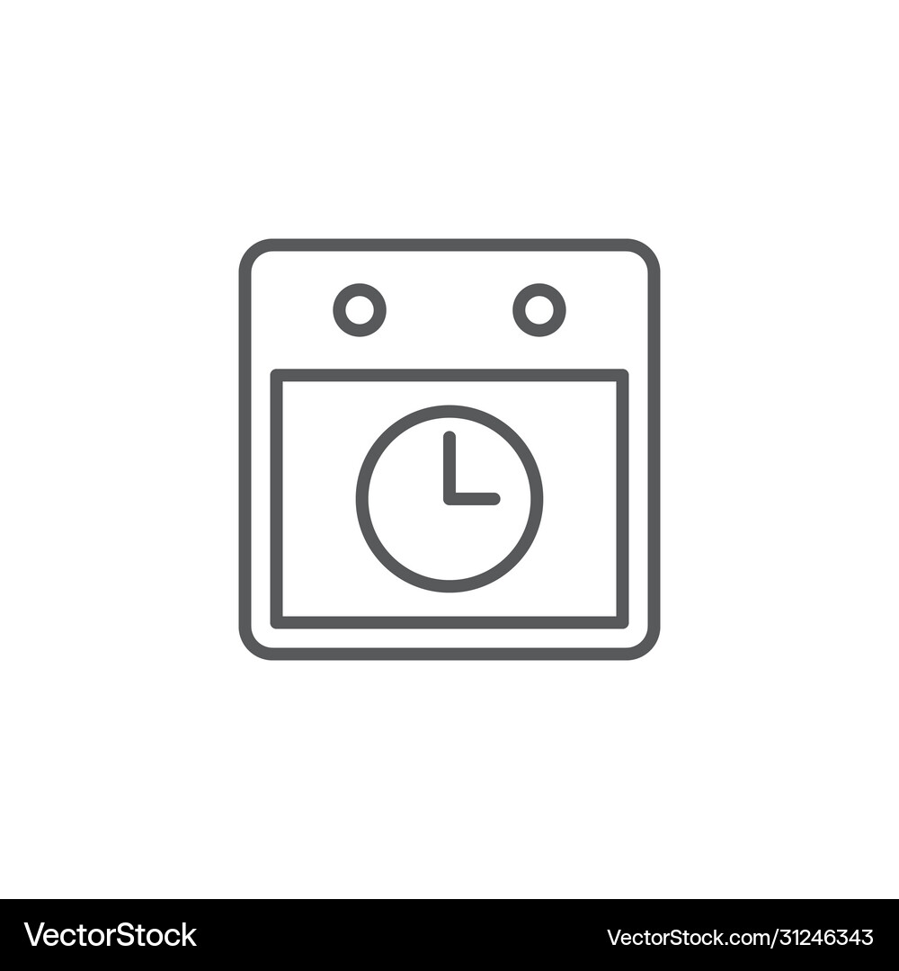 Calendar with clock icon symbol isolated on white Vector Image