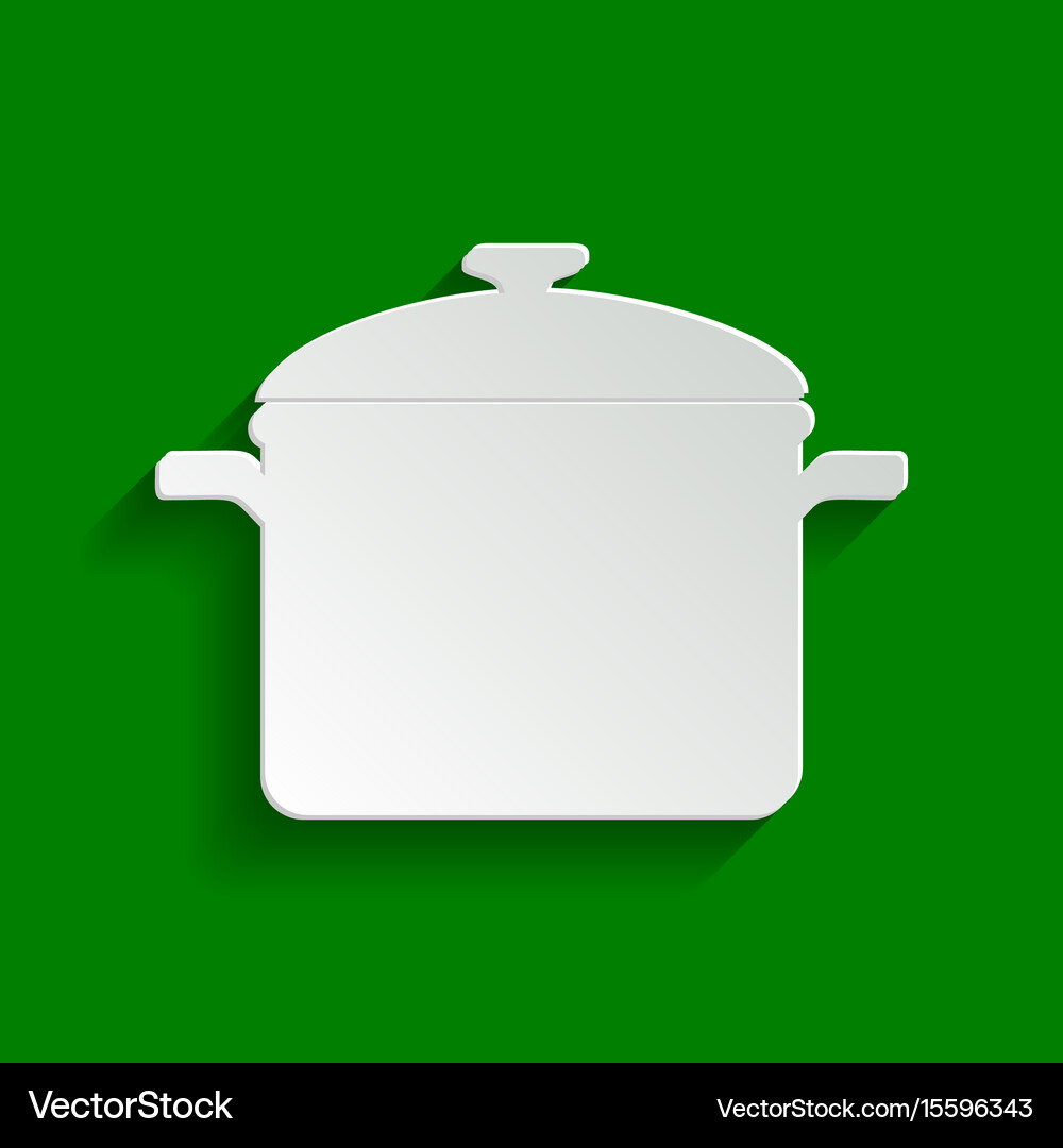 Cooking pan sign paper whitish icon Royalty Free Vector