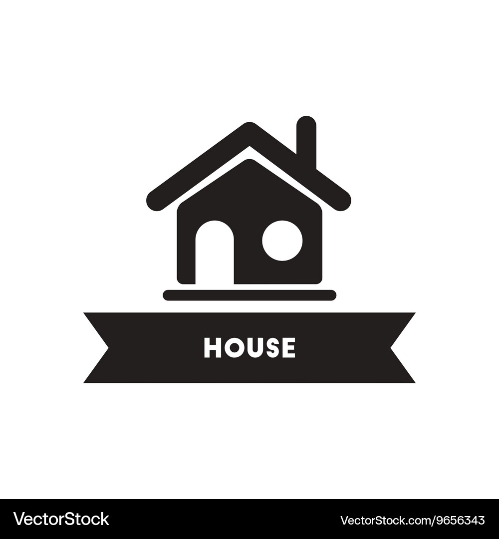 Flat icon in black and white style building house Vector Image