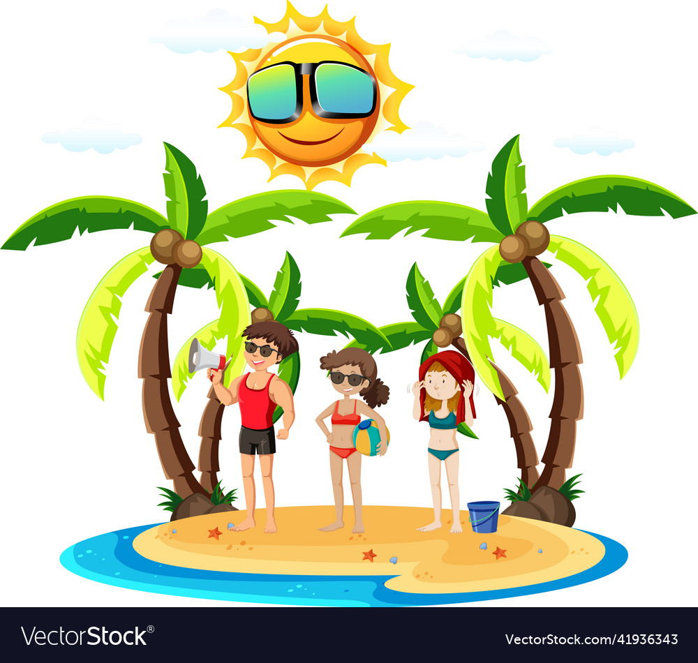 Friends travel to beach on summer vacation Vector Image