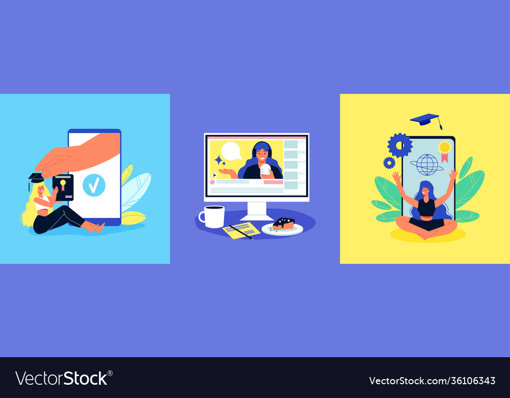 Online learning design concept Royalty Free Vector Image