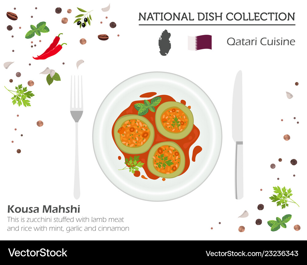 Qatari cuisine middle east national dish Vector Image
