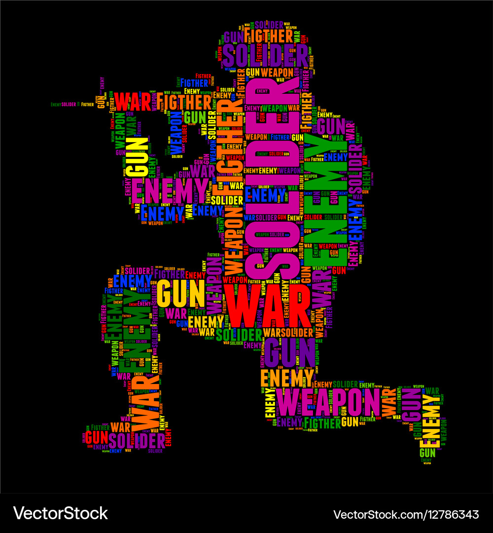 Soldiers typography word cloud colorful Royalty Free Vector