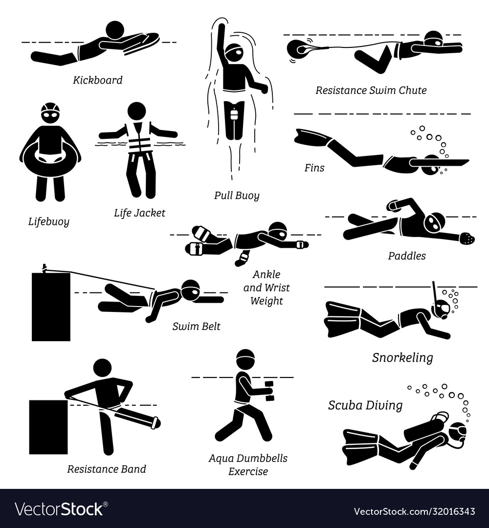 Swimmers Using Swimming Gears Tools And Equipment Vector Image swimmers-using-swimming-gears-tools-and-equipment-vector-image