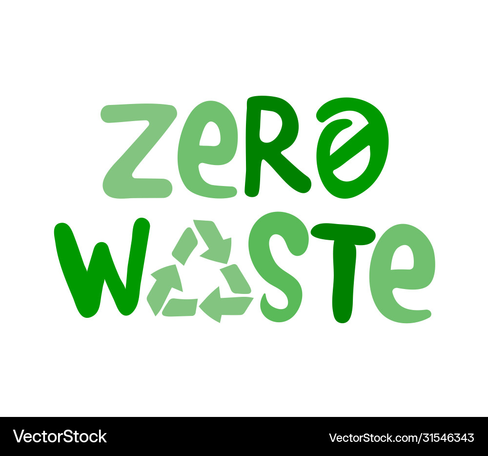 Zero waste handwritten sign with colorful Vector Image