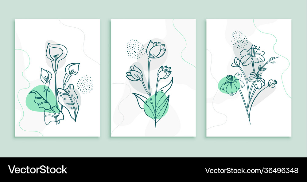 Abstract minimal flower and leaves decorative Vector Image