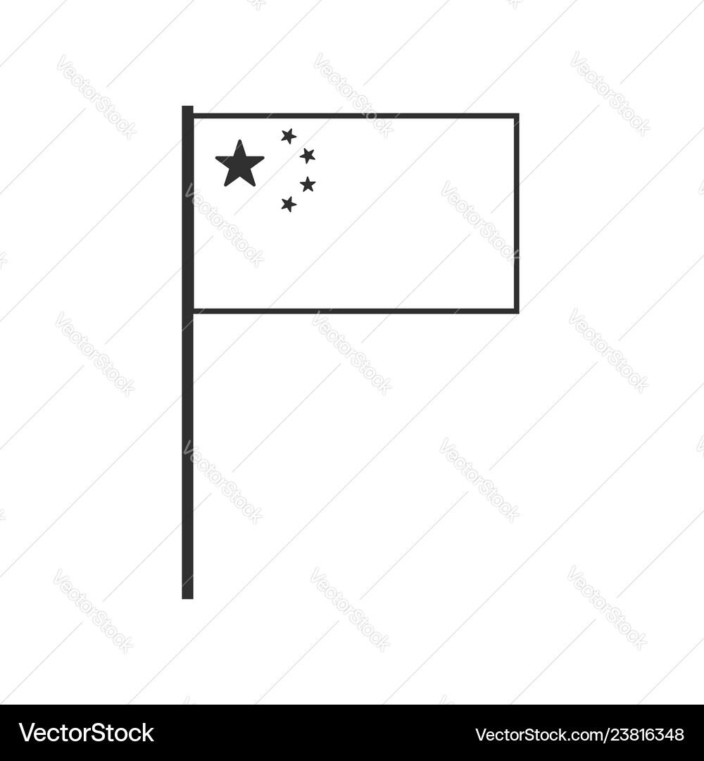 China flag icon in black outline flat design Vector Image
