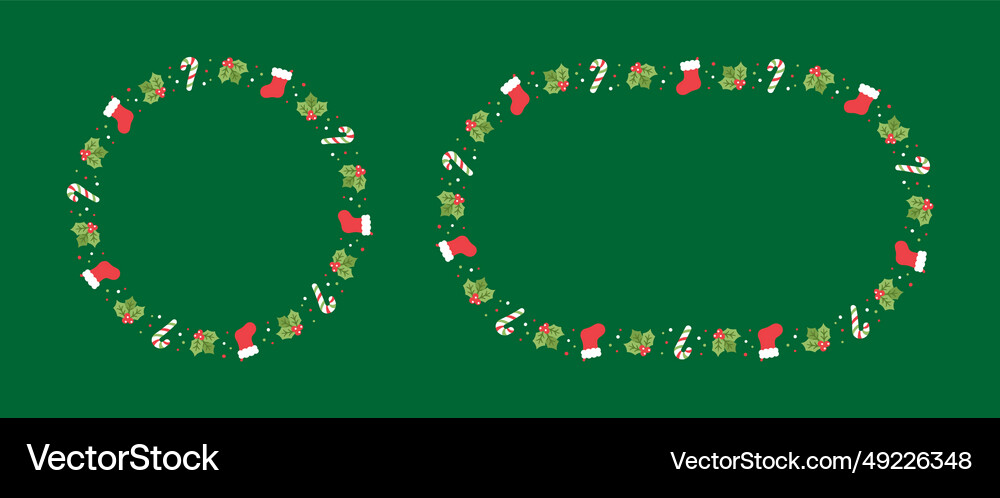 Christmas frame border set winter holiday Vector Image