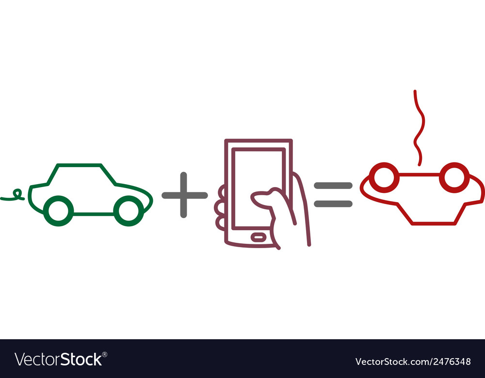 Driving and using phone Royalty Free Vector Image