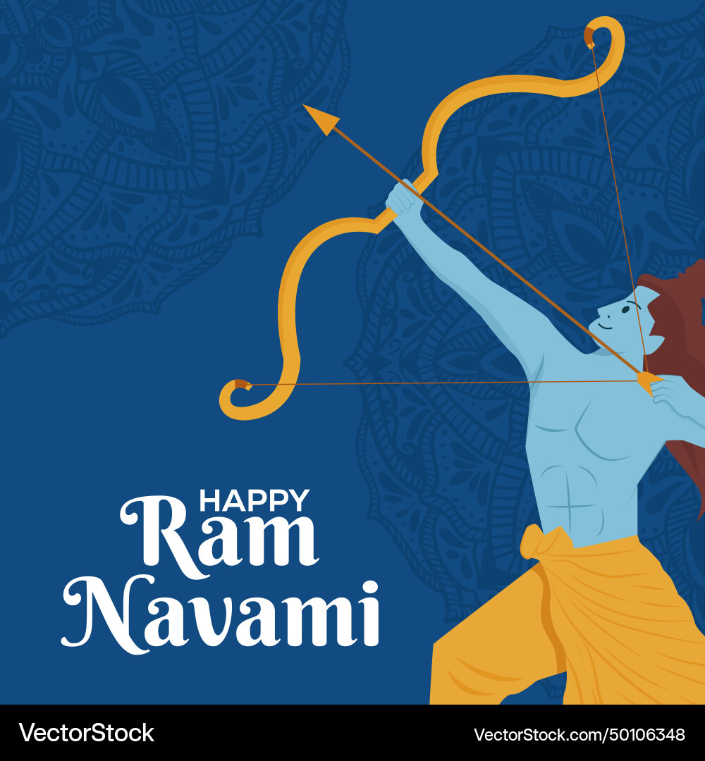 Flat design happy ram navami festival Royalty Free Vector