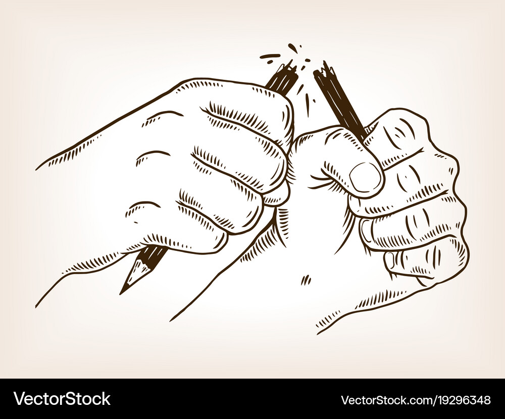 Hands Breaking Pencil Royalty Free Vector Image