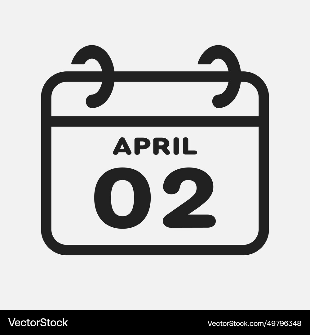Icon page calendar day - 2 april Royalty Free Vector Image