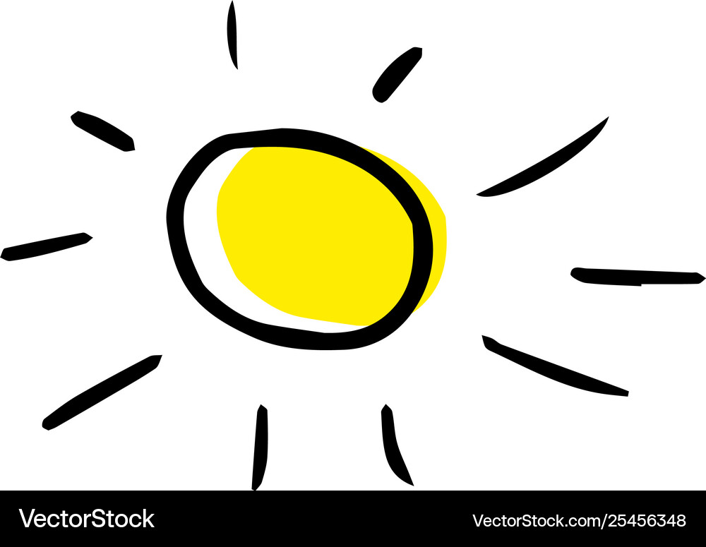 Modern hand drawing a sun in childish style Vector Image