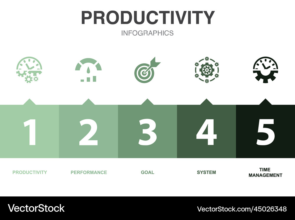 Productivity icons infographic design template Vector Image
