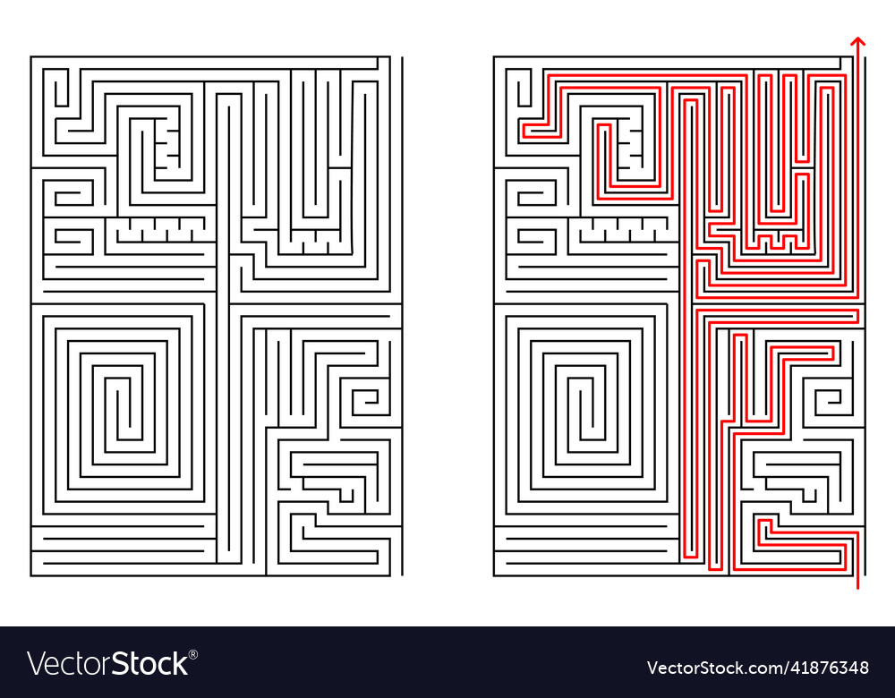 Rectangular labyrinth with entry and exit Vector Image