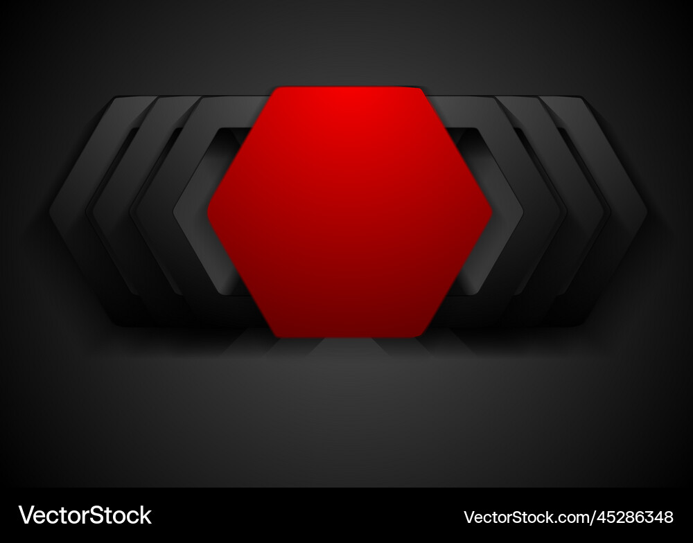 Red and black hexagon shapes logo Royalty Free Vector Image