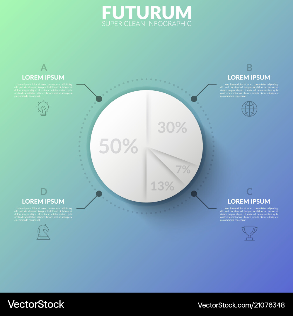 Round paper white diagram divided into 4 sectors Vector Image