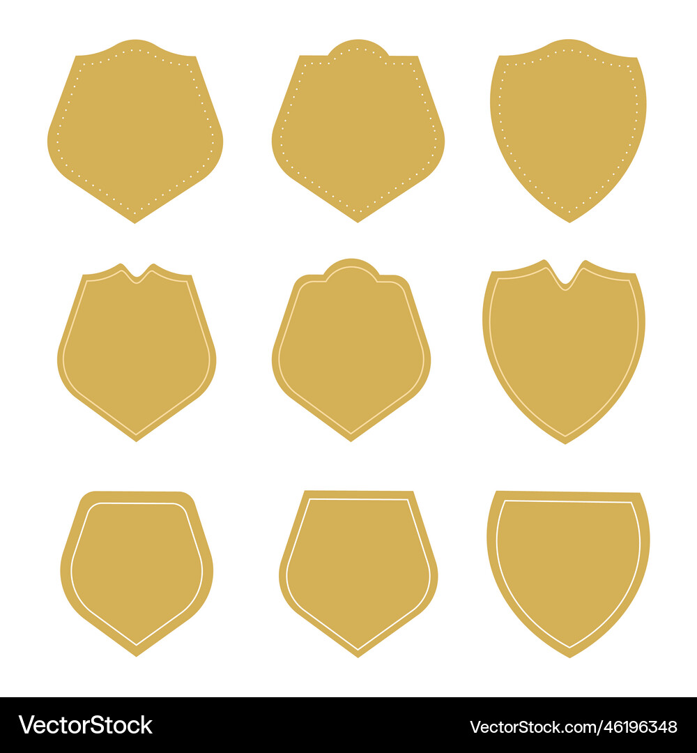 Set of gold empty badge shape banners Royalty Free Vector