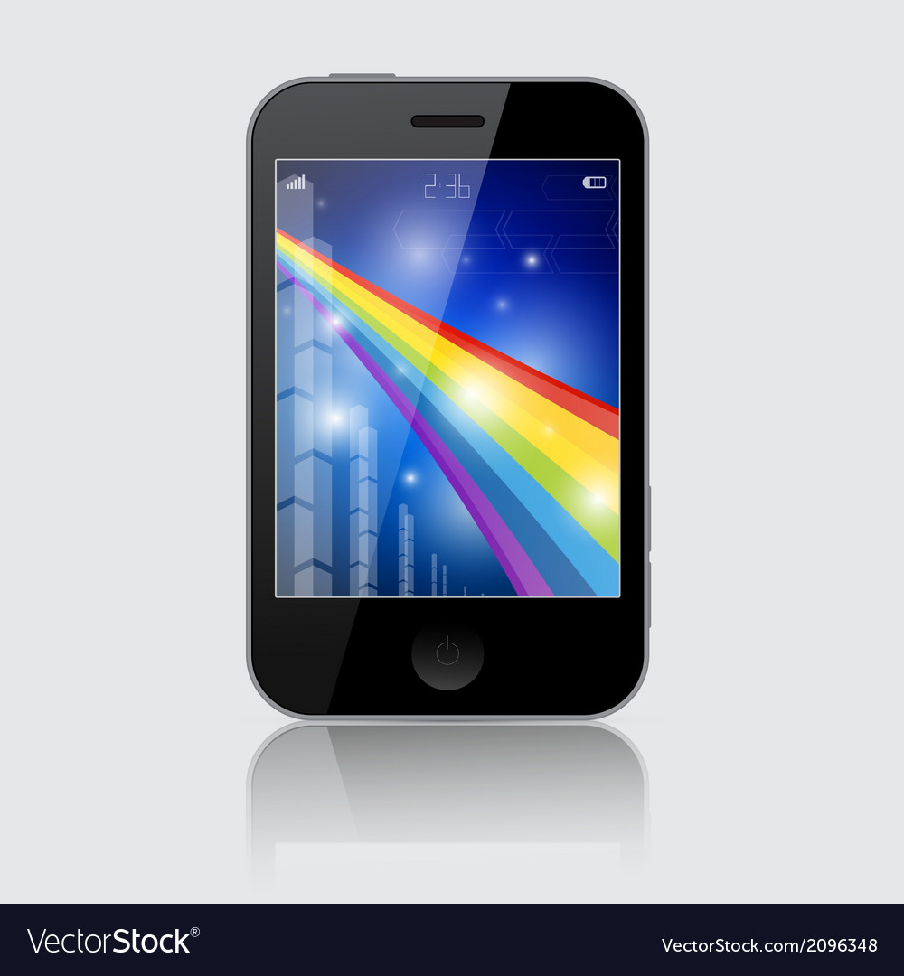 Smartphone with abstract rainbow theme on gr Vector Image