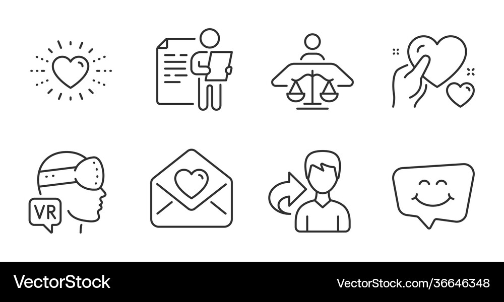 Smile chat share and job interview icons set Vector Image