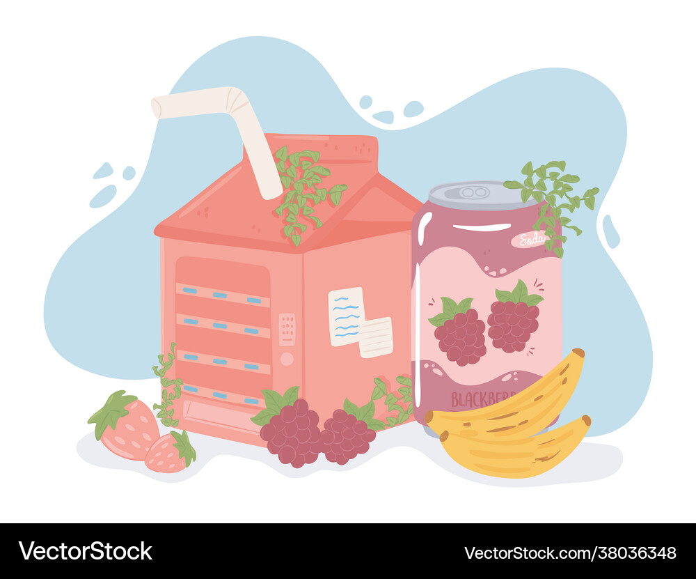 Soda box juice fruits Royalty Free Vector Image
