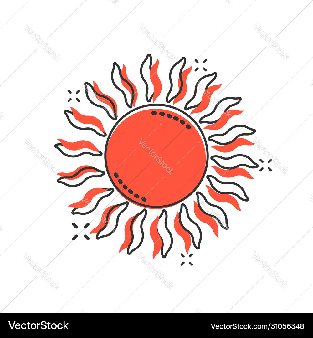 Sun icon in comic style sunlight cartoon sign Vector Image