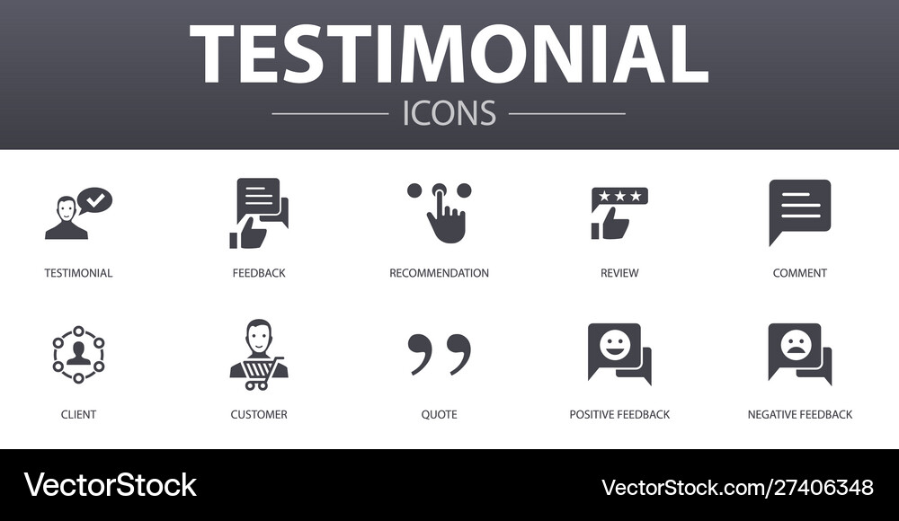 Testimonial simple concept icons set contains Vector Image