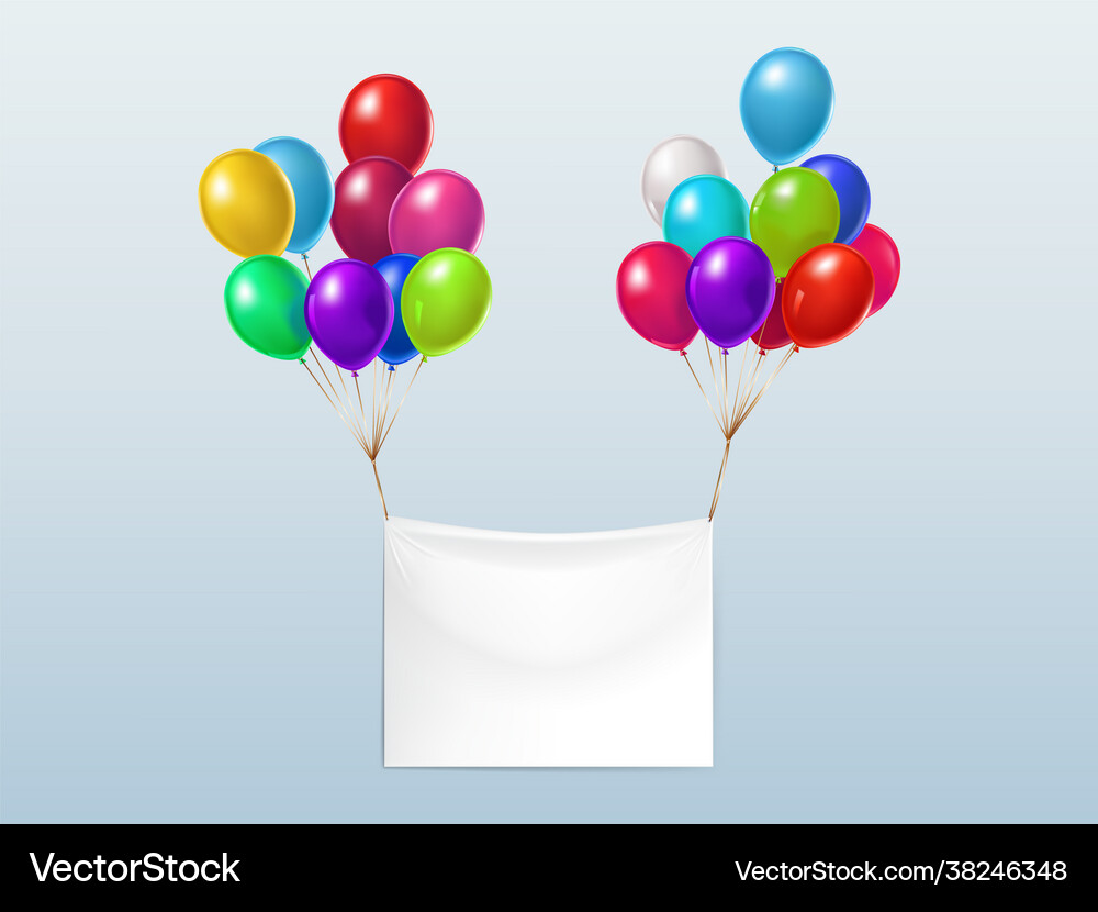 Textile banner with colorful balloons Royalty Free Vector