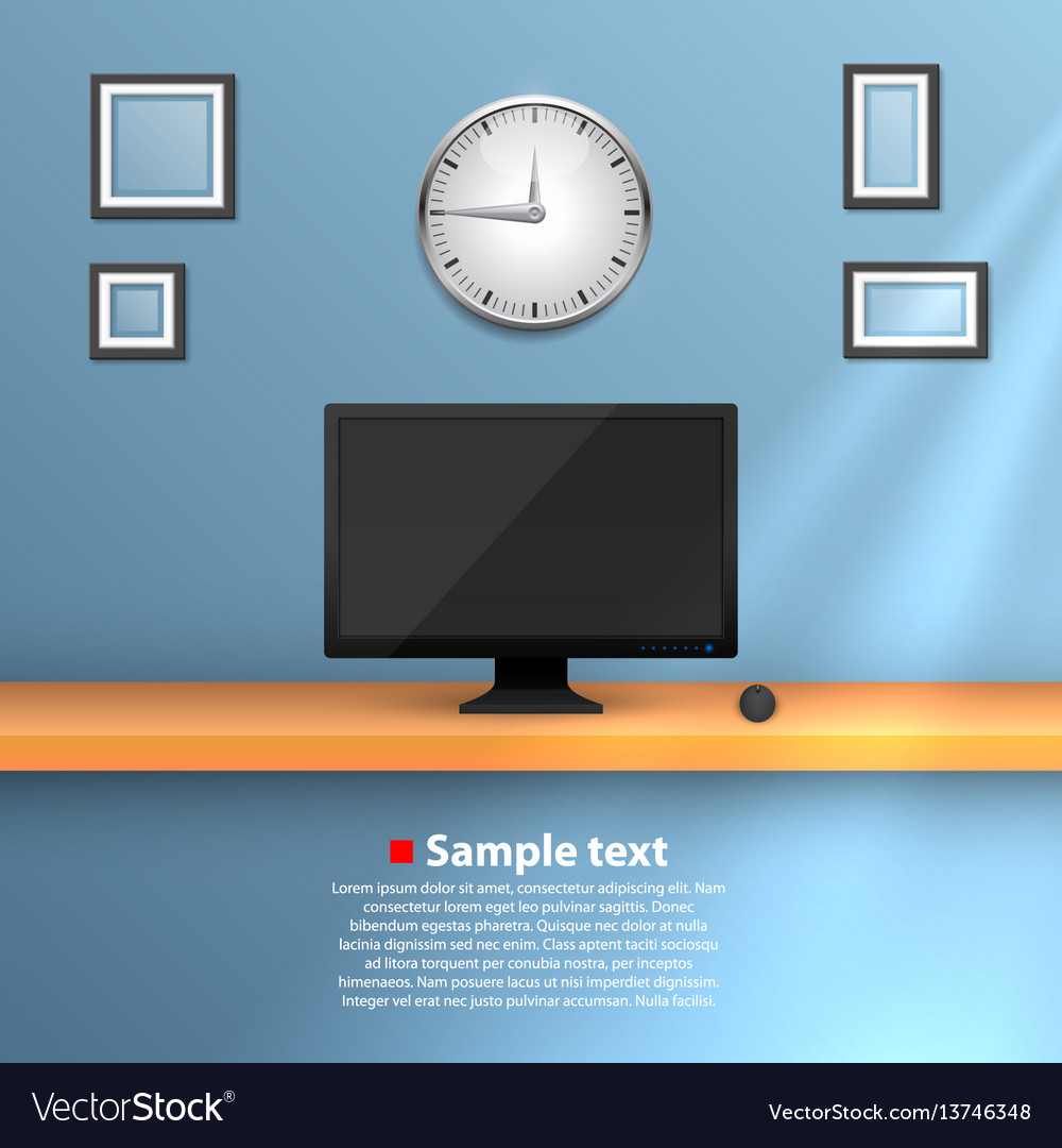 Wall with a computer Royalty Free Vector Image