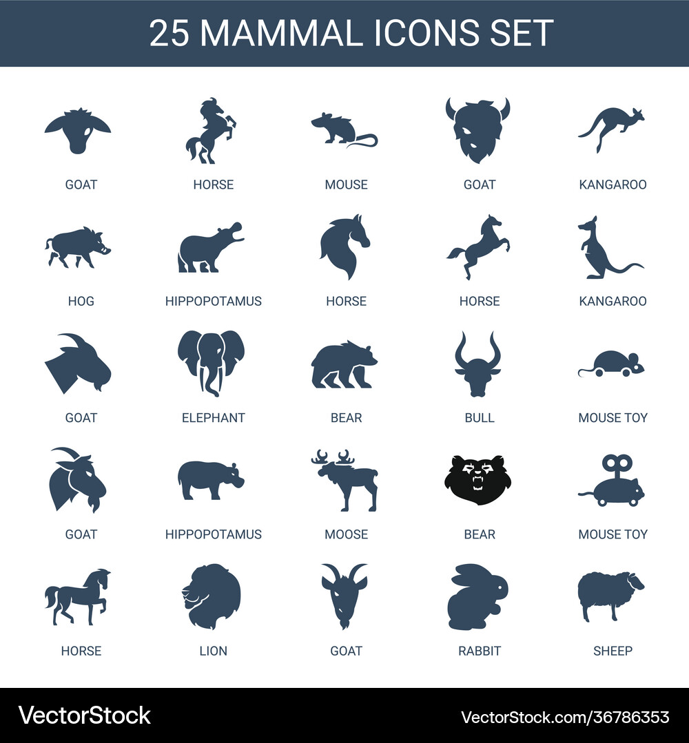 25 mammal icons Royalty Free Vector Image - VectorStock