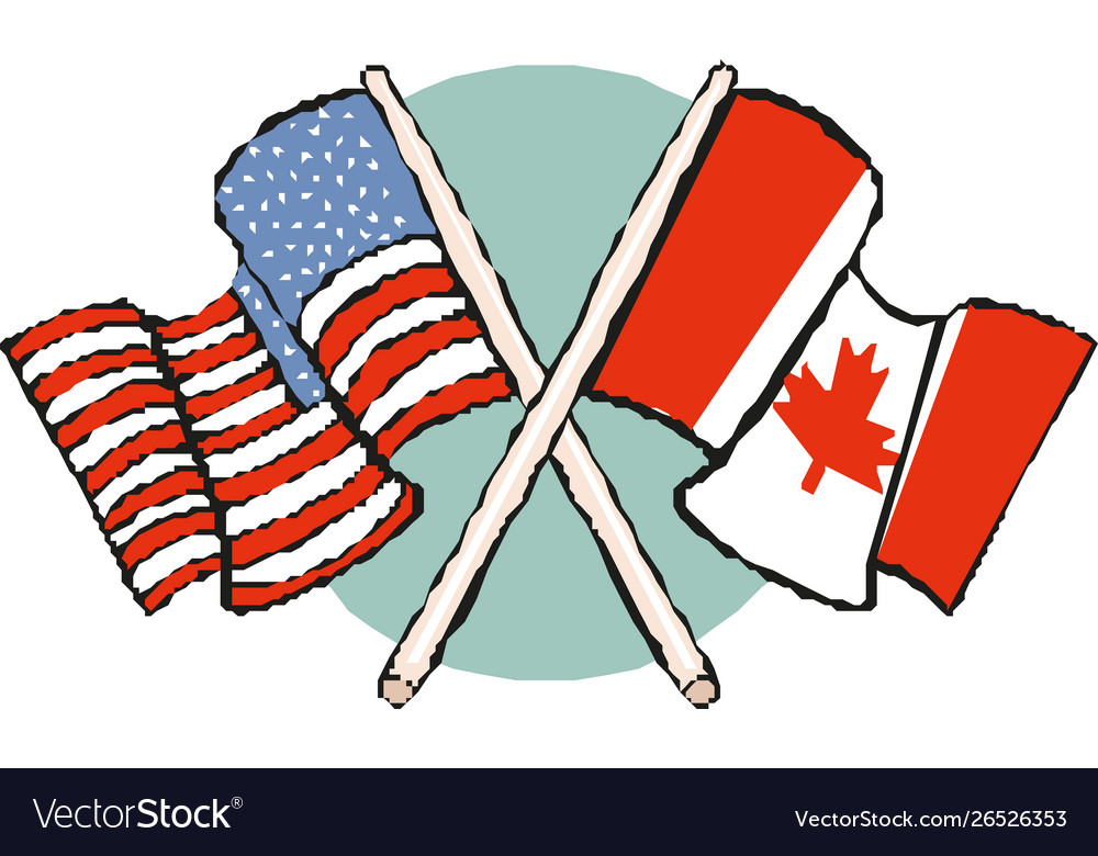 Canadian American Crossed Flags