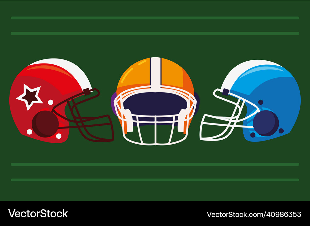 American football helmets Royalty Free Vector Image