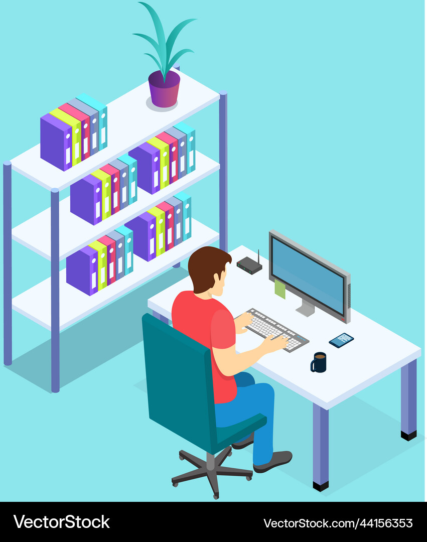 Business employees on their workspace co-worker Vector Image