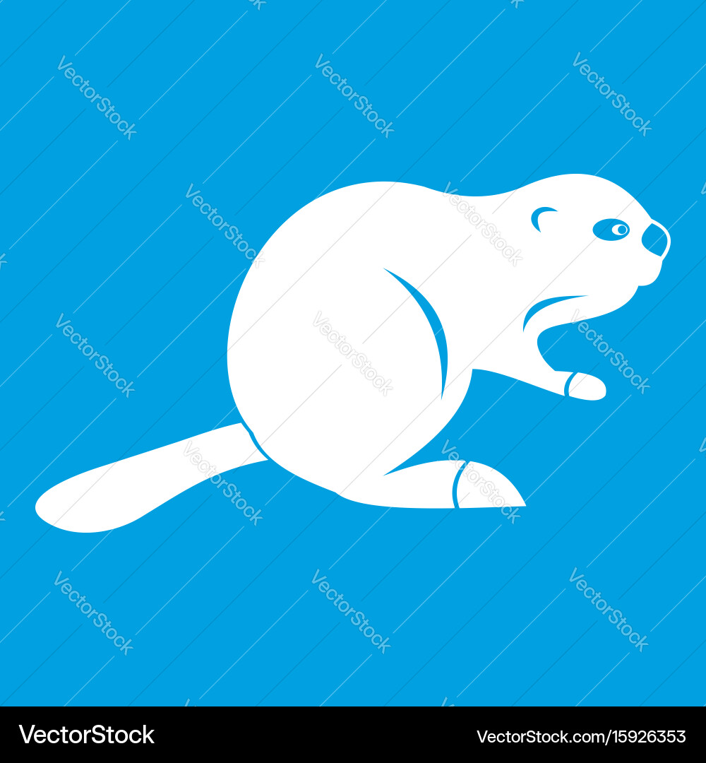Canadian beaver icon white Royalty Free Vector Image