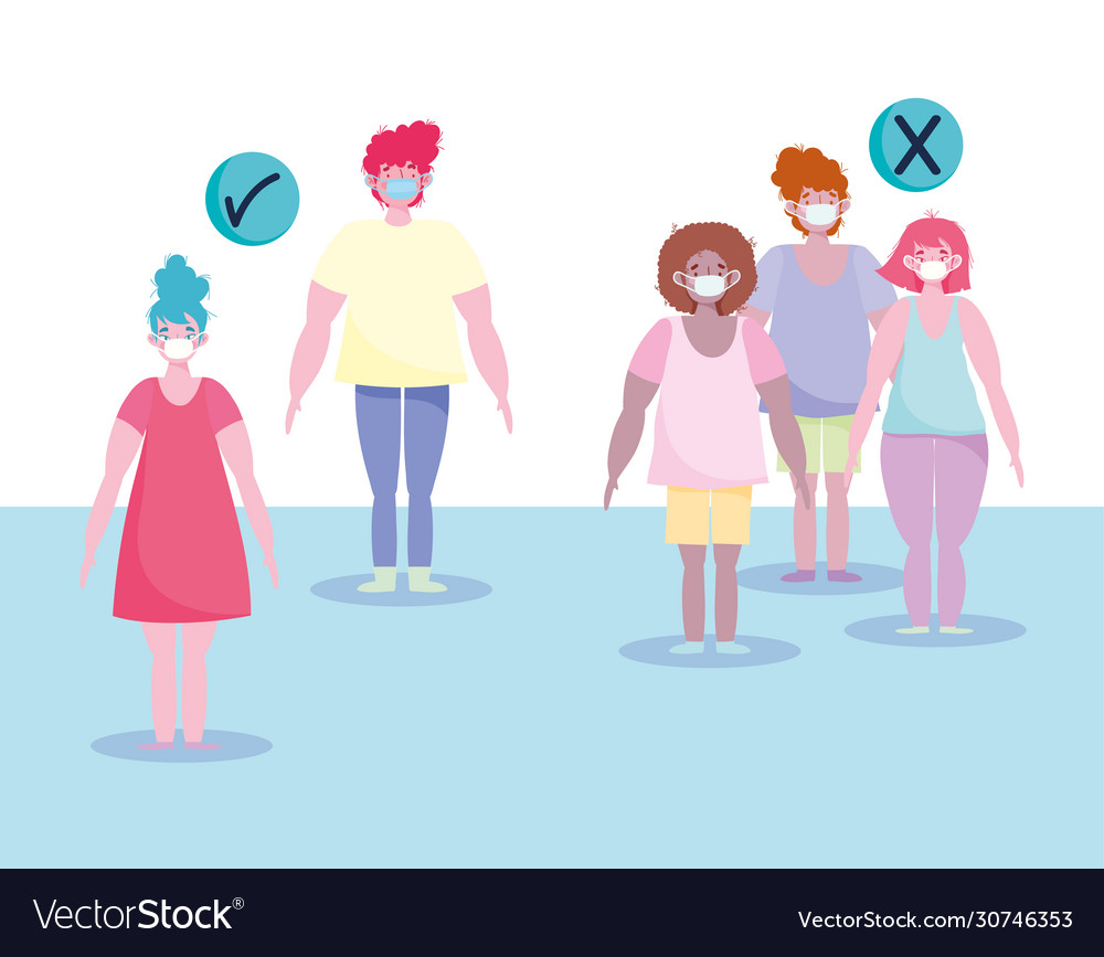 Covid19 19 prevention social distancing and use Vector Image