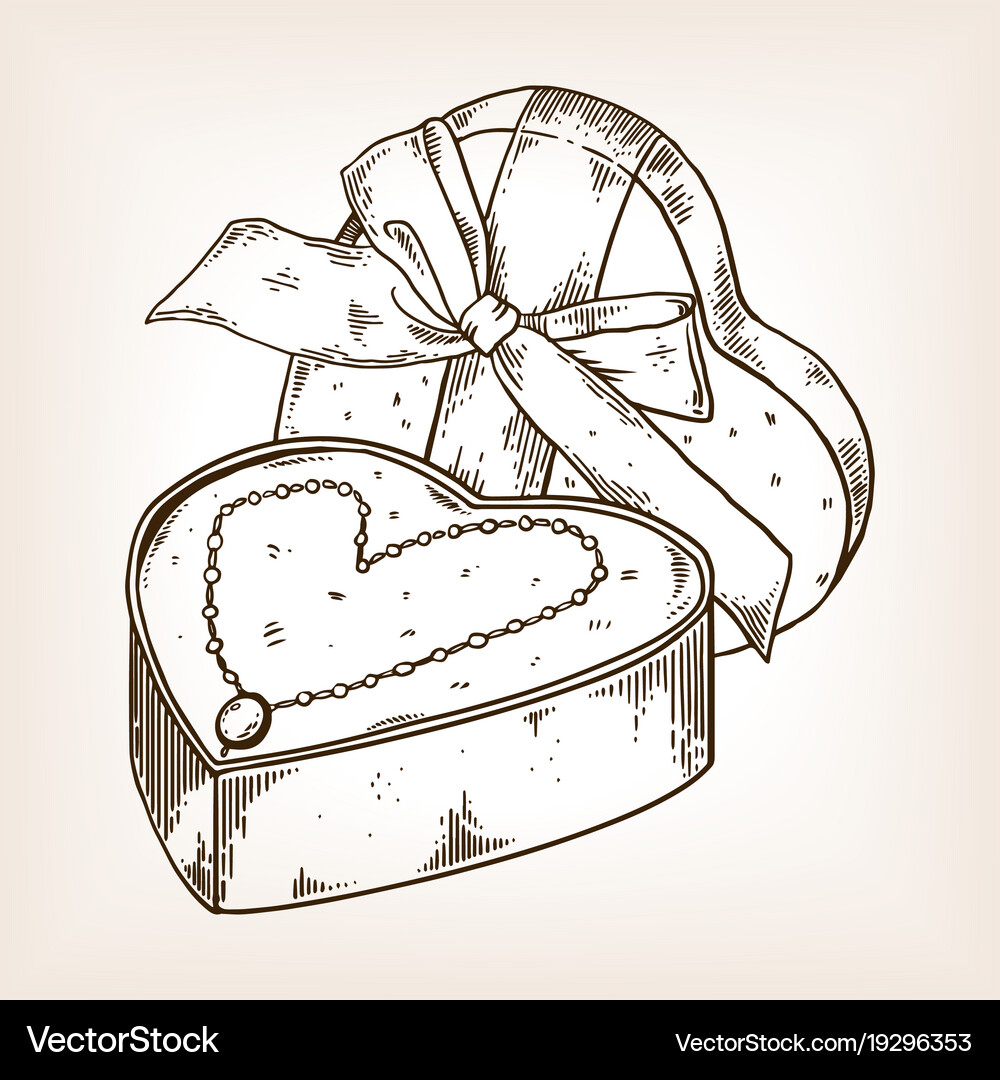 Diamond necklace heart engraving Royalty Free Vector Image